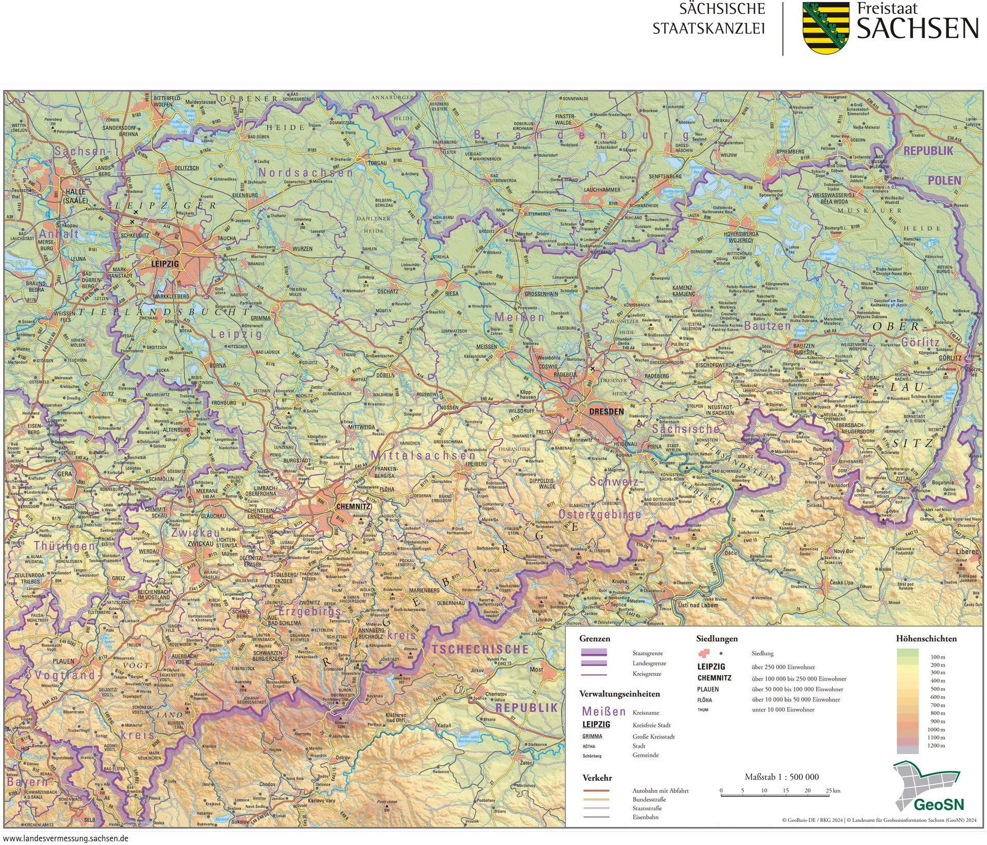 Karte des Freistaates Sachsen - Publikationen - sachsen.de